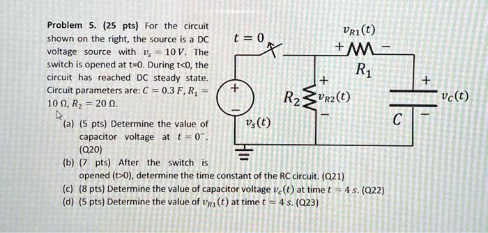 SOLVED: Problem 5.25 pts) For the circuit shown on the right, the ...