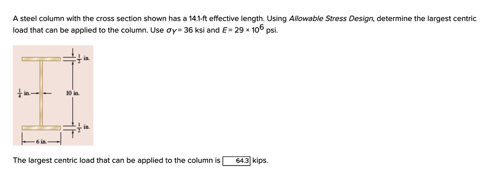 SOLVED: A steel column with the cross section shown has a 14.1-ft effective length.Using ...