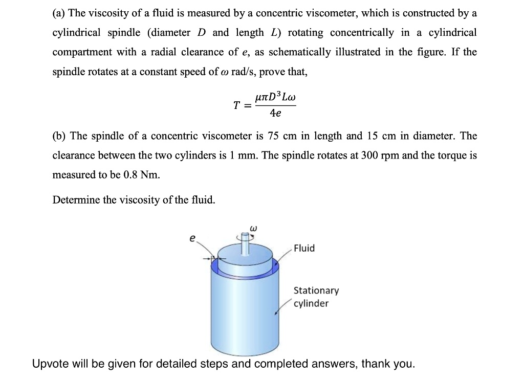 (a) The viscosity of a fluid is measured by a concentric viscometer ...