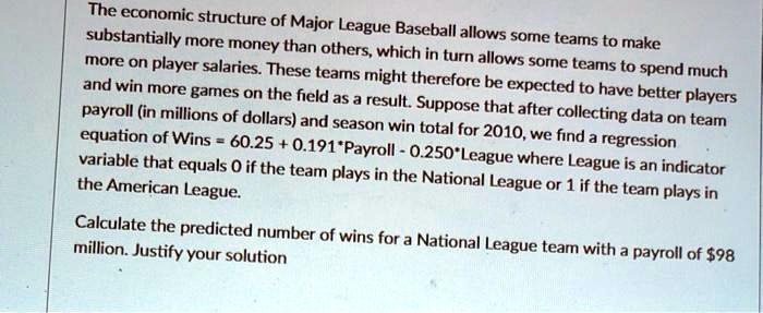 The economic structure of major substantially more league...