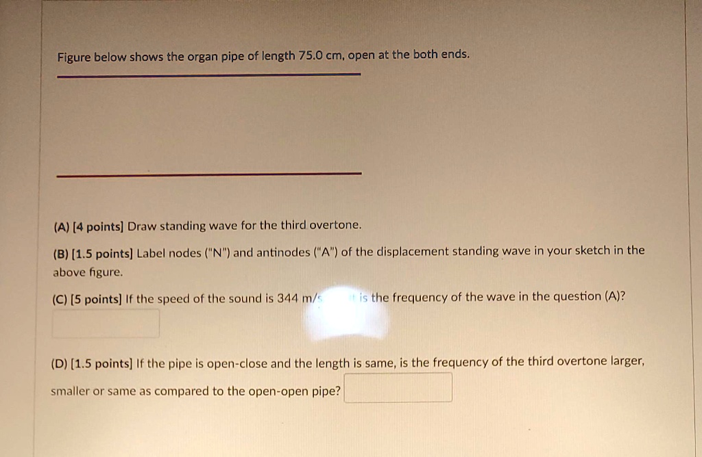 SOLVED: Figure below shows the organ pipe of length 75.0 cm, open at ...