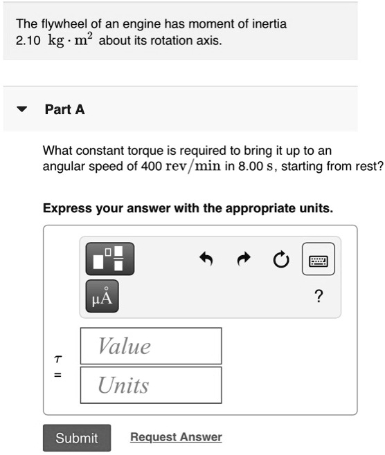 SOLVED: The flywheel of an engine has moment of inertia 2.10 kg . m? about its rotation axis ...