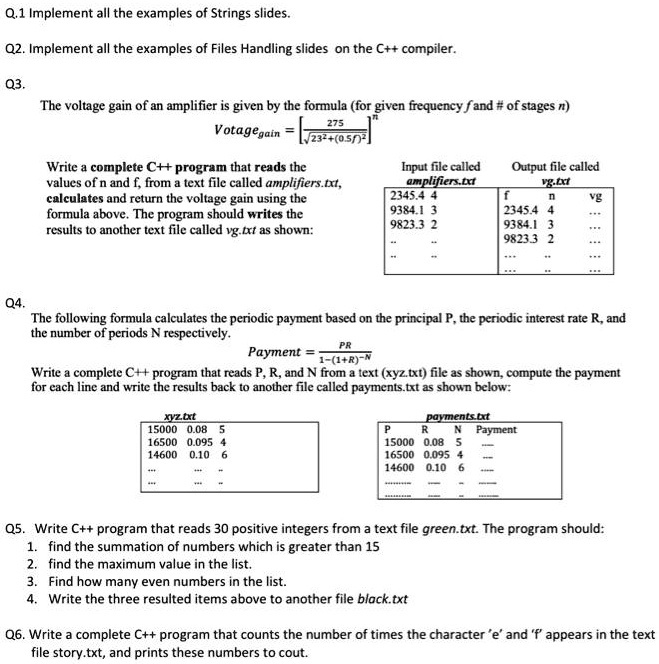 Solved Q1 Implement All The Examples Of Strings Slides Q2 Implement All The Examples Of File
