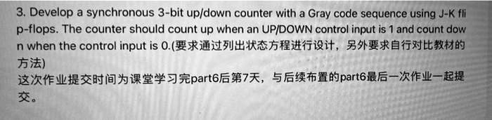 Solved Develop A Synchronous 3 Bit Updown Counter With A Gray Code Sequence Using J K Flip