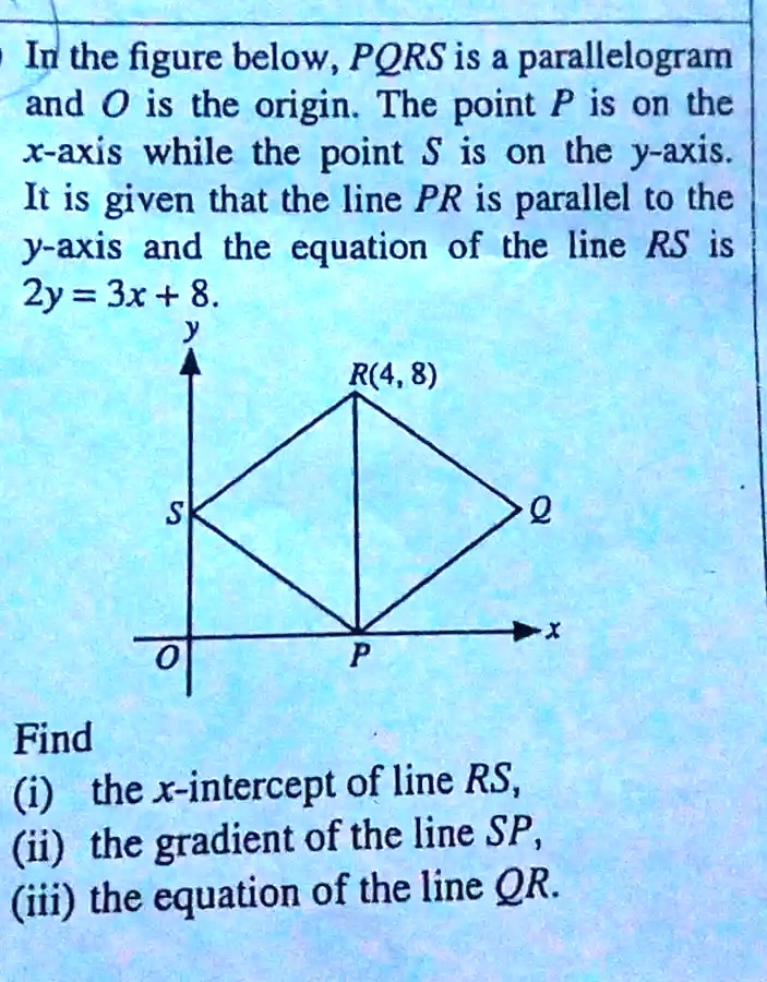 SOLVED: In the figure below, PQRS is a parallelogram and 0 is the origin. The point P is on the ...