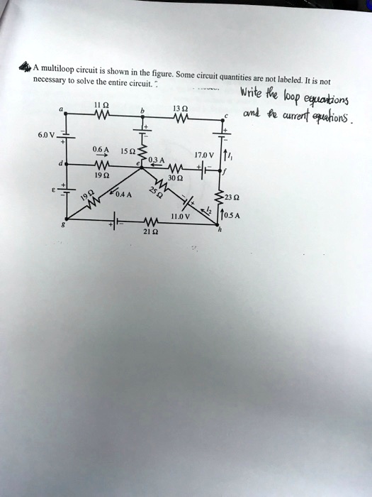 A multiloop circuit is shown in the figure. Some circuit quantities are not labeled. It is not ...