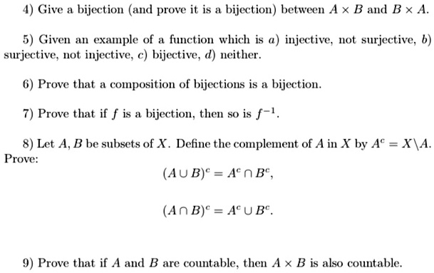 give a bijection and prove it is a bijection between x b and b x a 5 ...