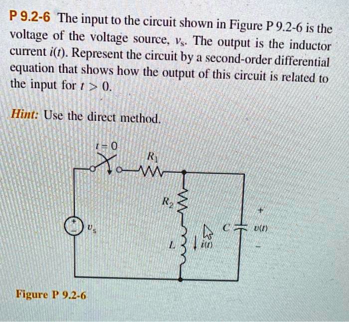 P 9.2-6 The input to the circuit shown in Figure P 9.2-6 is the voltage of the voltage source ...