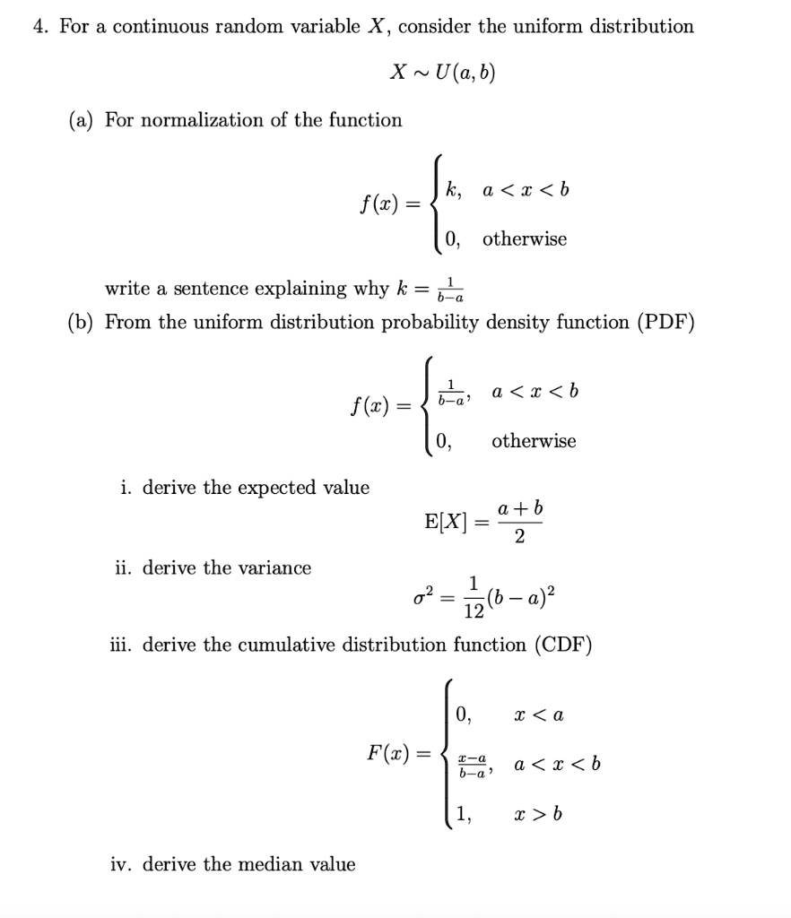 SOLVED: Please answer all parts. Thanks! 4. For a continuous random variable X, consider the ...