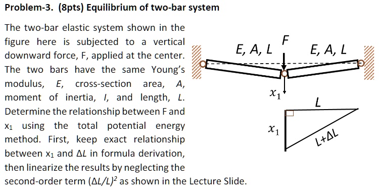 SOLVED: Problem-3. (8pts) Equilibrium of a two-bar system. The two-bar ... SOLVED: Problem-3. (8pts) Equilibrium of a two-bar system. The two-bar ...