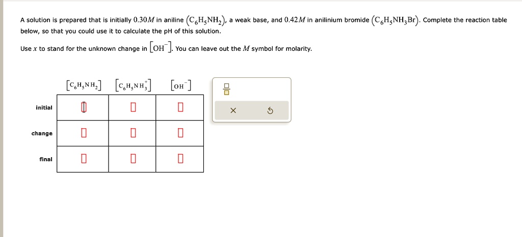 A solution is prepared that is initially 0.30M in aniline (C6H5NH2), a ...