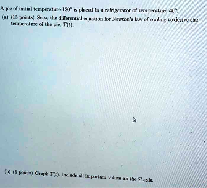 SOLVED: A pie of initial temperature 1208 is placed in refrigerator of ...