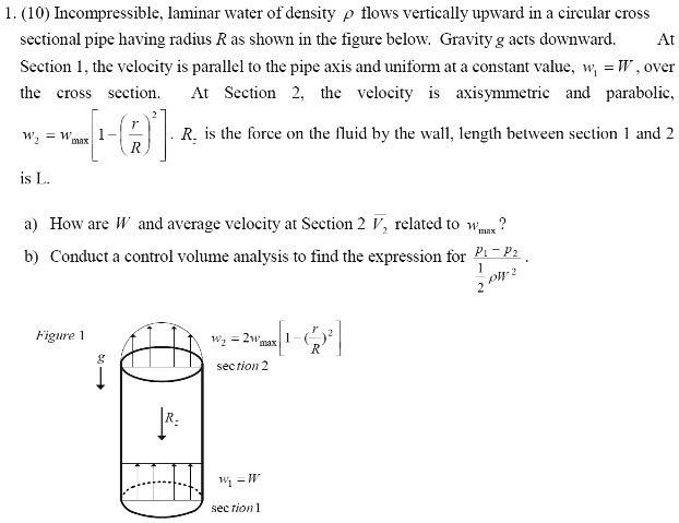 SOLVED: (10) Incompressible, laminar water of density flows vertically upward in a circular ...