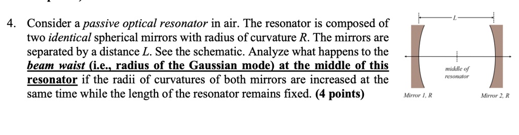 4. Consider a passive optical resonator in air. The resonator is ...