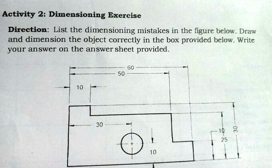 Activity 2: Dimensioning Exercise Direction: List the dimensioning mistakes in the figure below ...