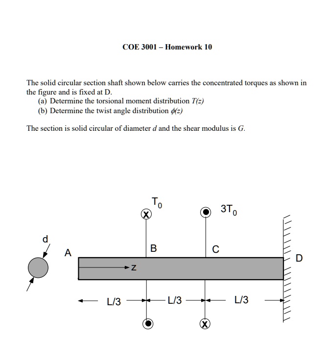 COE 3001 - Homework 10 The solid circular section shaft shown below ...