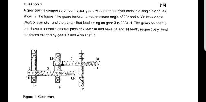 SOLVED: Question 3 [16] A gear train is composed of four helical gears ...