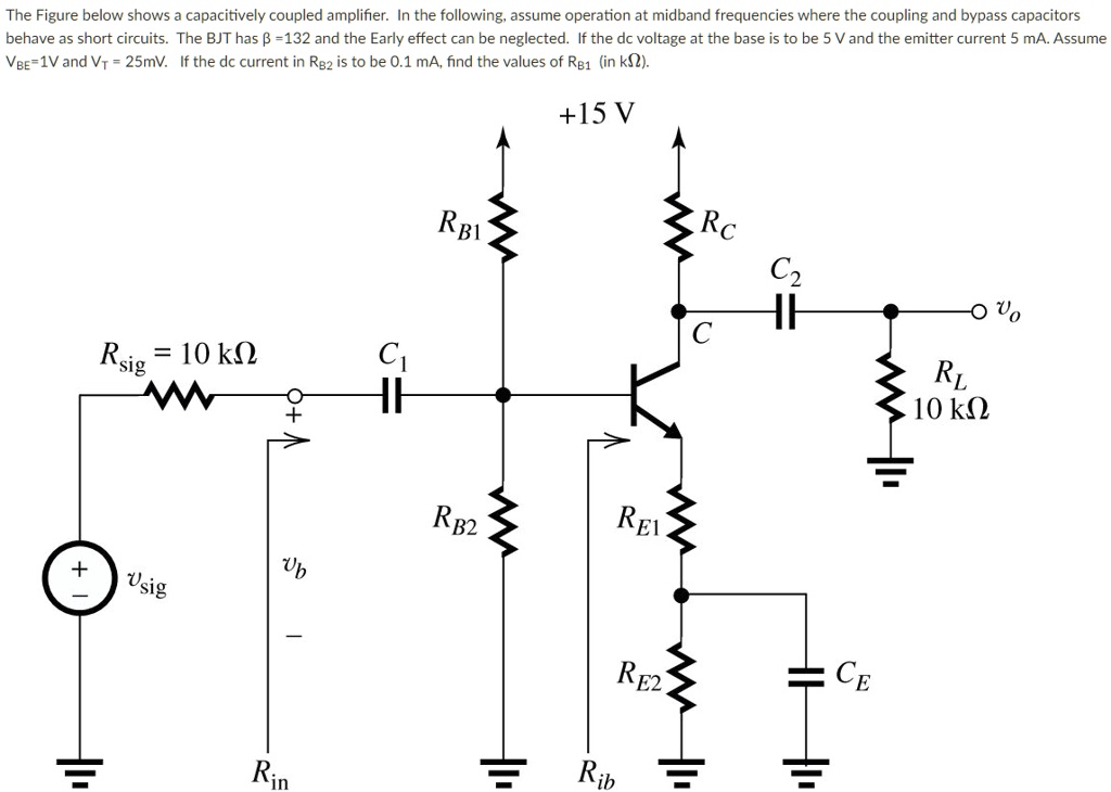 SOLVED: The figure below shows a capacitively coupled amplifier. In the ...