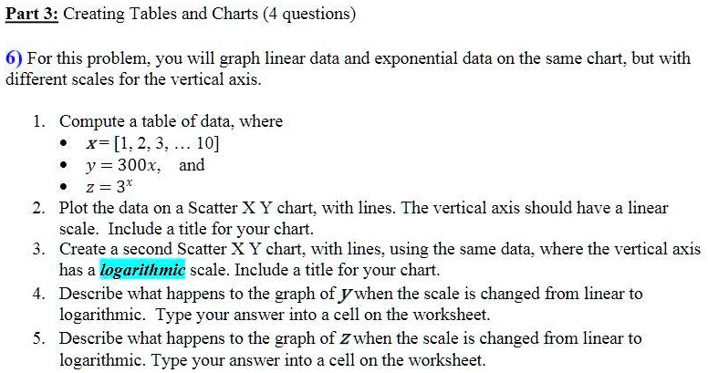 SOLVED: Part 3: Creating Tables and Charts (4 questions) For this ...