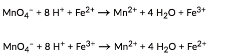 SOLVED: MnO4 + 8 H+ + Fe2+ â†’ Mn2+ + 4 H2O + Fe3+ MnO4 + 8 H+ + Fe3+ â ...