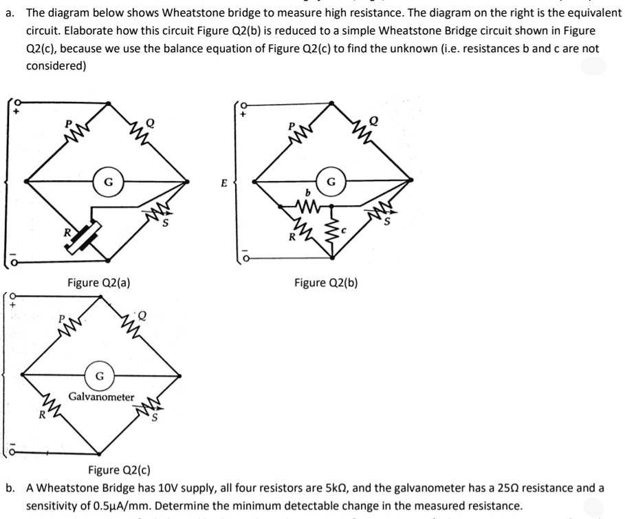 a. The diagram below shows Wheatstone bridge to measure high resistance ...