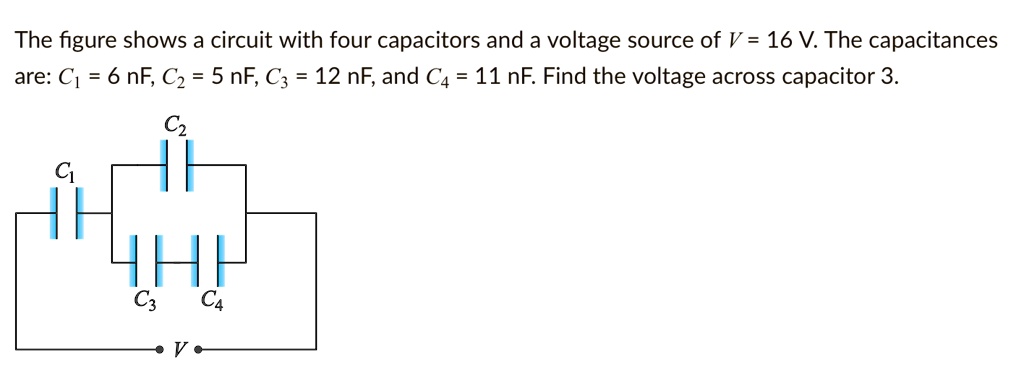 Solved The Figure Shows A Circuit With Four Capacitors And A Voltage Source Of V 16 V The