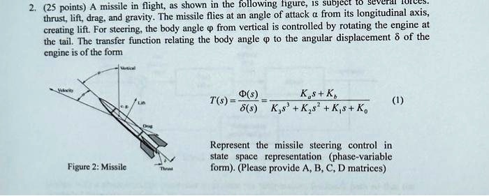SOLVED: Texts: thrust, lift, drag, and gravity. The missile flies at an ...