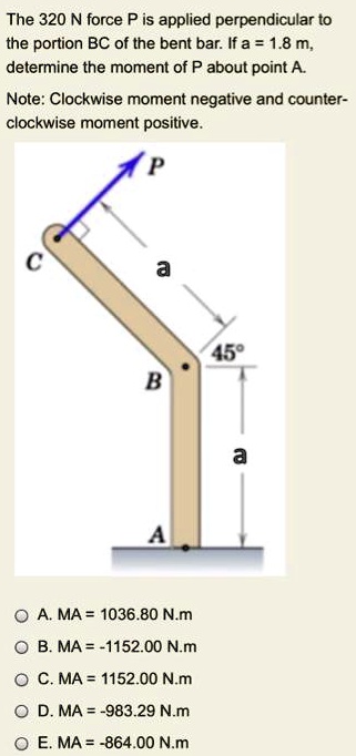 the 320 n force p is applied perpendicular to the portion bc of the ...