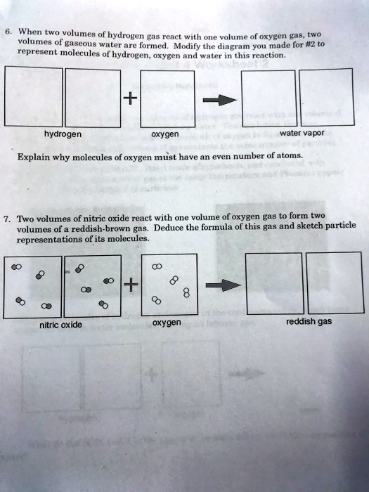 When two volumes of hydrogen gas react with one volume of oxygen gas, volumes of gaseous water ...
