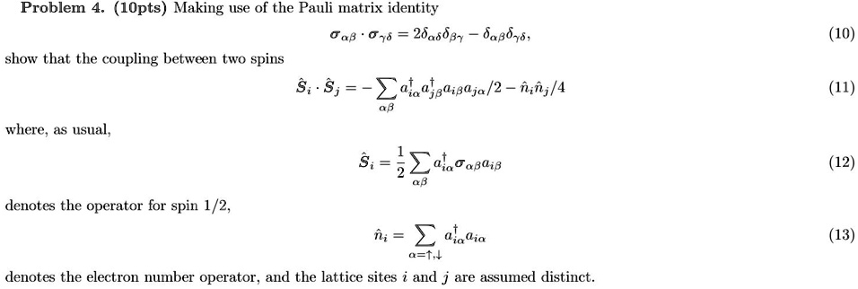 SOLVED: Problem 4. (10 pts) Making use of the Pauli matrix identity Bâ ...