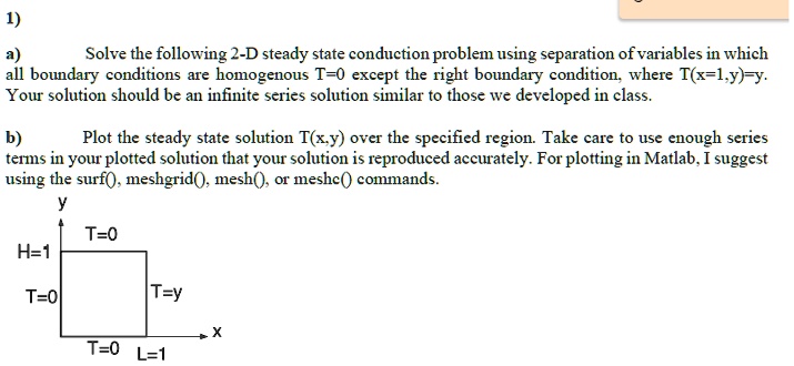 1 A Solve The Following 2 D Steady State Conduction Problem Using Separation Of Variables In