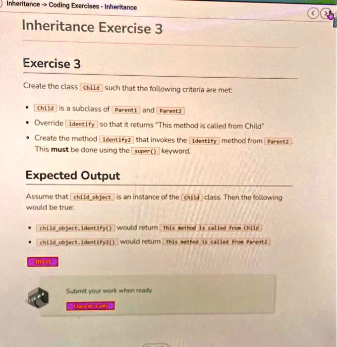 Solved Texts Inheritance Coding Exercises Inheritance Inheritance Exercise 3 Exercise 3