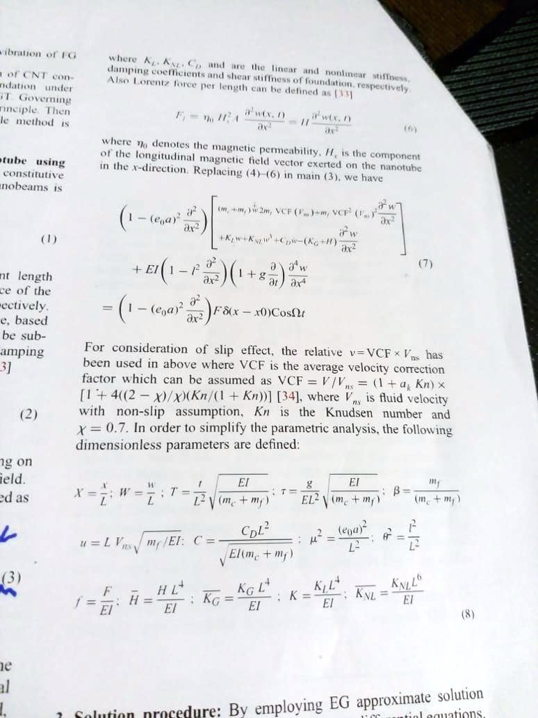 SOLVED: Solve eq. 7 using Galerkin method for the vibration of FG of CNT under the governing ...