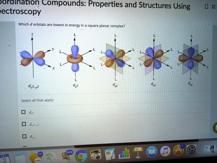 SOLVED: Coordination Compounds: Properties and Structures Using Spectroscopy. Which d orbitals ...