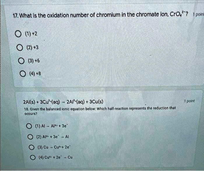VIDEO solution: 17. What is the oxidation number of chromium in the ...
