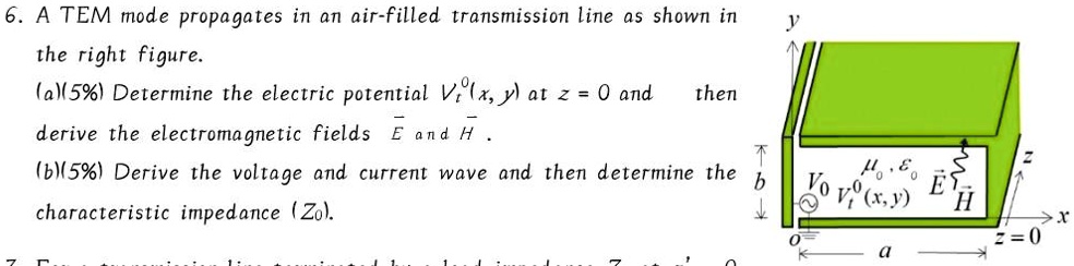 6. A TEM mode propagates in an air-filled transmission line as shown in ...