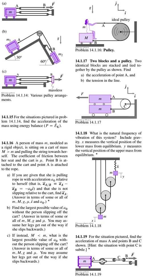 SOLVED: Please solve 14.1.16 all parts. Ideal Pulley Problem 14.1.16: Pulley: 30" 14.1.7 Two ...