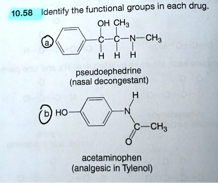 identify the functional groups in each drug 1058 oh cha n ch3 h h h ...