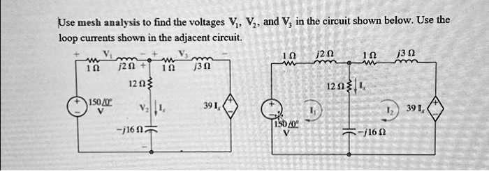 SOLVED: Text: Use mesh analysis to find the voltages V1, V2, and V3 in the circuit shown below ...