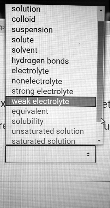 solution colloid suspension solute solvent hydrogen bonds electrolyte ...