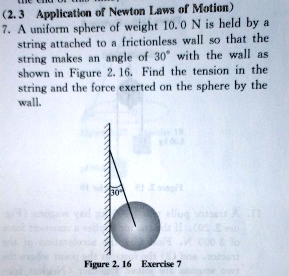 SOLVED: (2.3 Application of Newton Laws of Motion 7. A uniform sphere of weight 10. 0 N is held ...