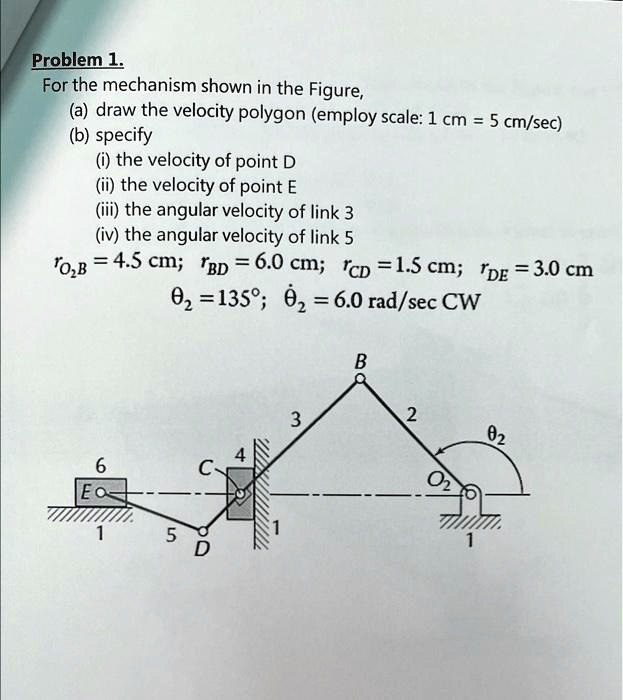 SOLVED: Problem1 For the mechanism shown in the Figure, (a) draw the velocity polygon (employ ...