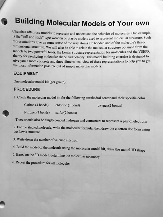 SOLVED: Building Molecular Models of Your Own Chemists often use models to represent and ...