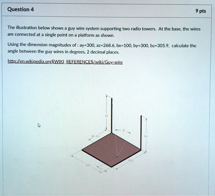 SOLVED: The illustration below shows a guy wire system supporting two ...