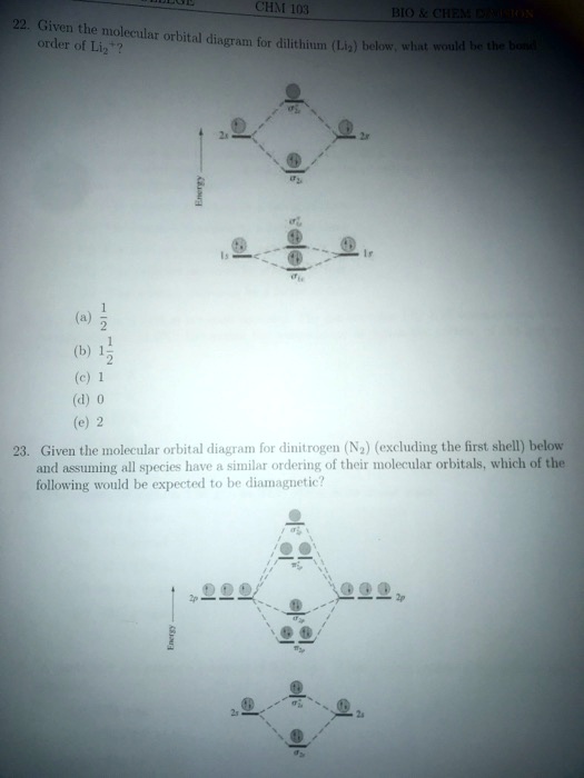 SOLVED: CHM 103 FS[( ) S 22. Given the molecular orbital order of ...