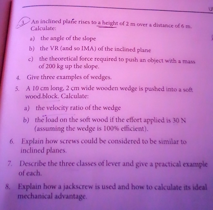 SOLVED: 3. An inclined plane rises to a height of 2 m over a distance ...