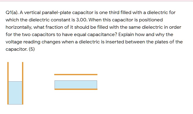 SOLVED: QI(a): A vertical parallel-plate capacitor is one-third filled ...