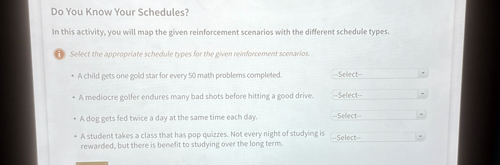 Do You Know Your Schedules? In this activity, you will map the given ...