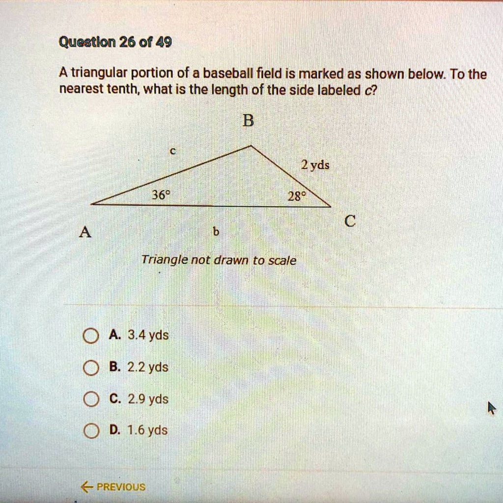 SOLVED: 'A triangular portion of a baseball field is marked as shown below. To the nearest tenth ...