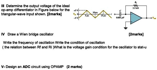 SOLVED: RI 2210 I will determine the output voltage of the ideal op-amp differentiator in the ...